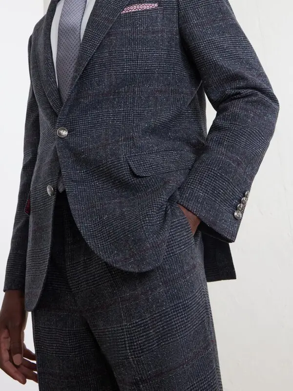 Brunello Cucinelli Checked Silk, Wool And Cashmere-blend Suit Jacket