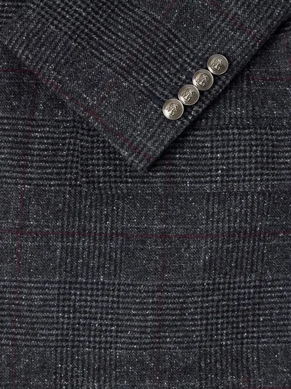 Brunello Cucinelli Checked Silk, Wool And Cashmere-blend Suit Jacket