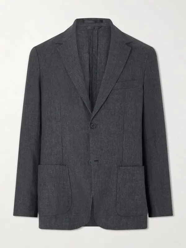 Sunspel Single-breasted Linen Suit Jacket - Gray