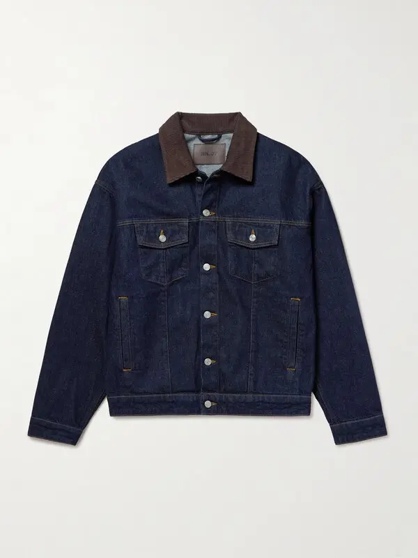 Nn07 Roy 1882 Corduroy-trimmed Denim Jacket - Blue