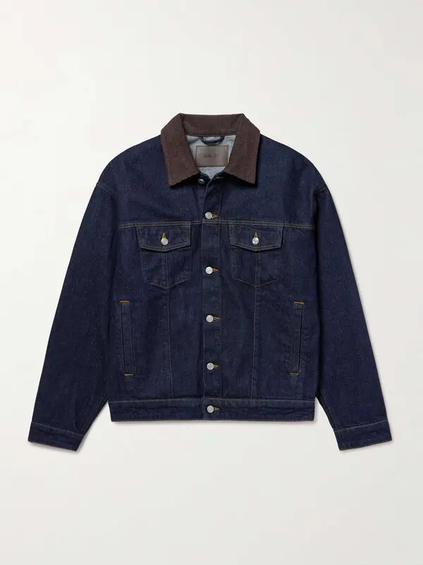 Nn07 Roy 1882 Corduroy-trimmed Organic Denim Jacket