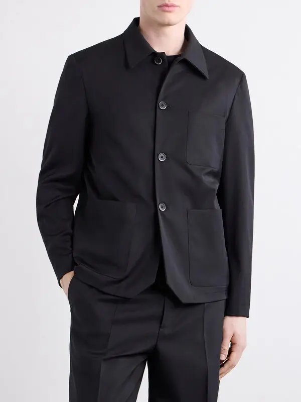 Barena Venezia Wool-blend Gabardine Overshirt - Black