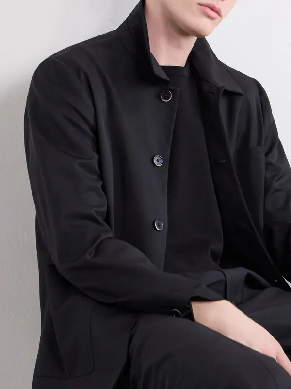 Barena Venezia Wool-blend Gabardine Overshirt - Black