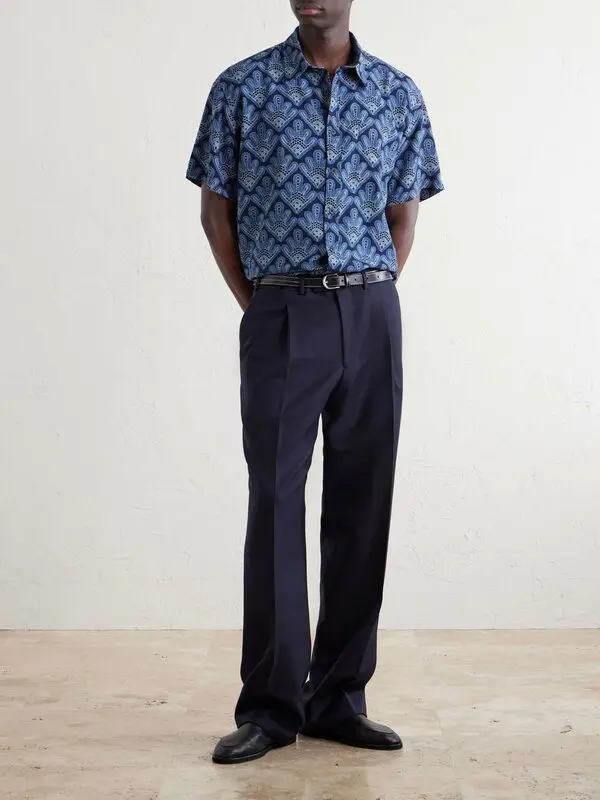 Nn07 Deon Printed Woven Shirt - Navy