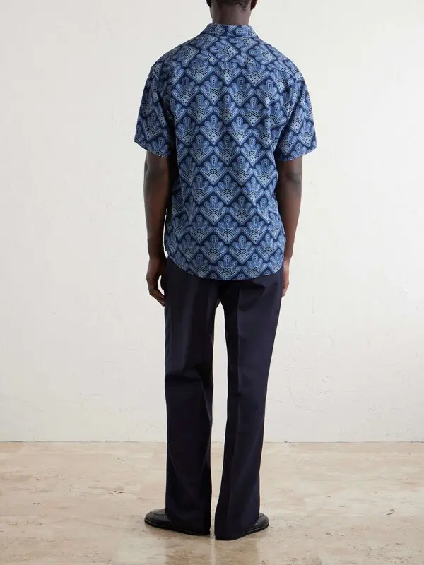 Nn07 Deon Printed Woven Shirt - Navy