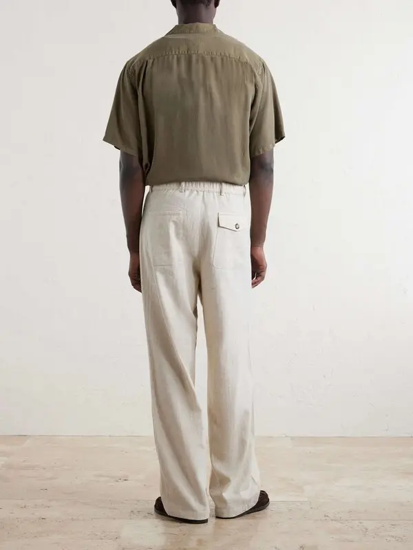 Oliver Peoples Cotton Linen-blend Drawstring Trousers