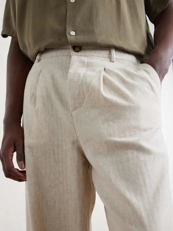 Oliver Peoples Cotton Linen-blend Drawstring Trousers