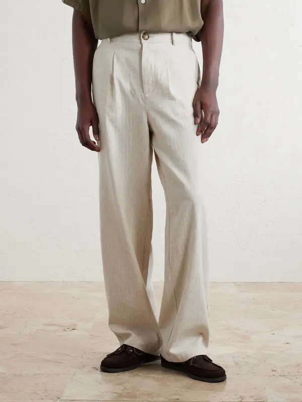 Oliver Peoples Cotton And Linen-blend Drawstring Trousers