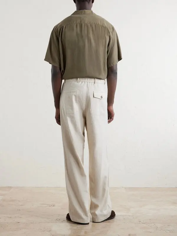 Oliver Peoples Cotton And Linen-blend Drawstring Trousers