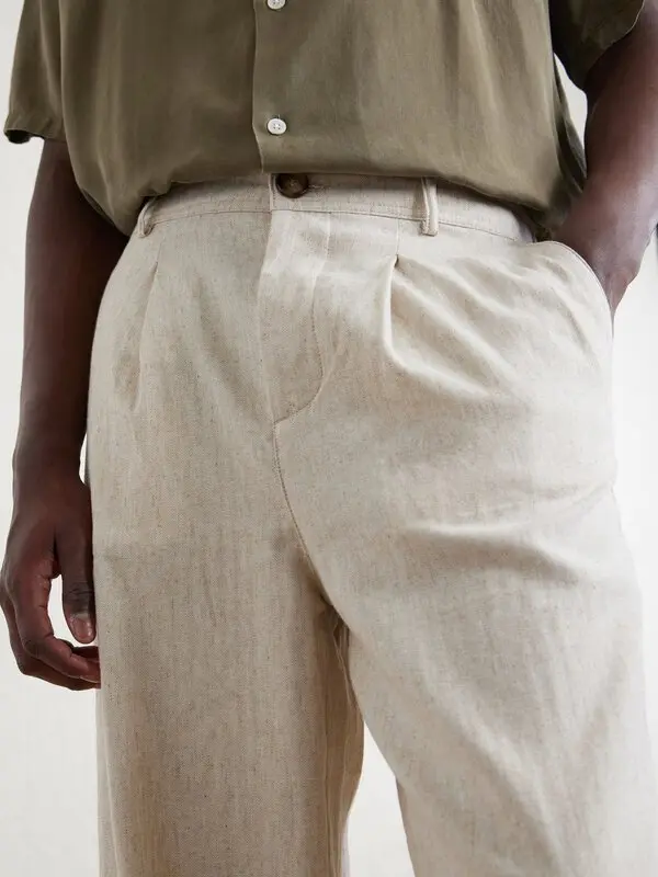 Oliver Peoples Cotton And Linen-blend Drawstring Trousers