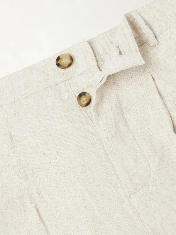 Oliver Peoples Cotton And Linen-blend Drawstring Trousers