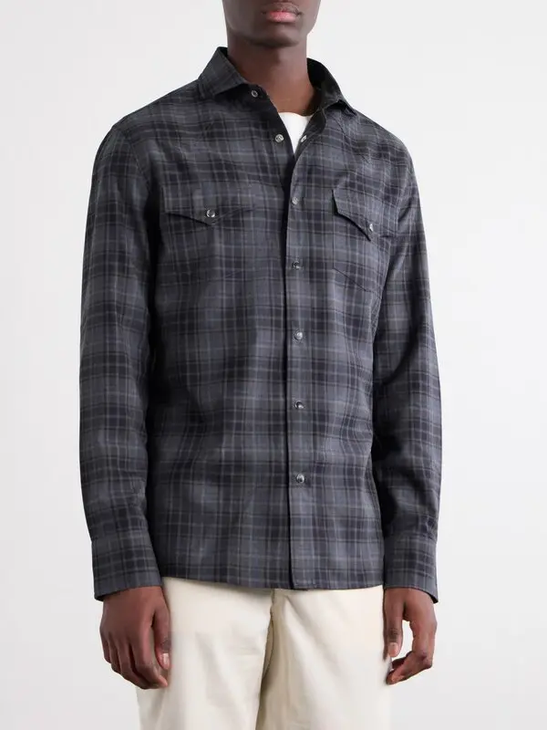 Brunello Cucinelli Checked Cotton-flannel Shirt