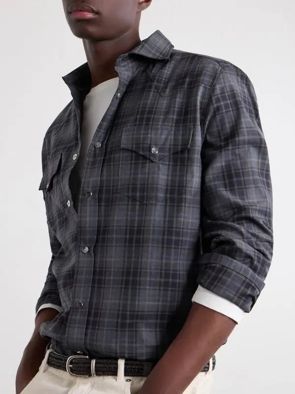 Brunello Cucinelli Checked Cotton-flannel Shirt