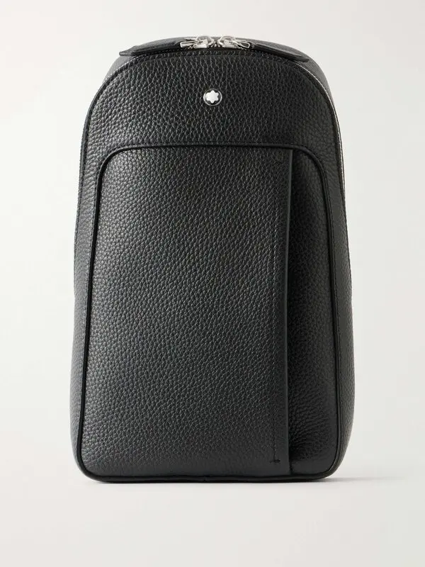 Montblanc Logo-appliquéd Full-grain Leather Messenger Bag - Black