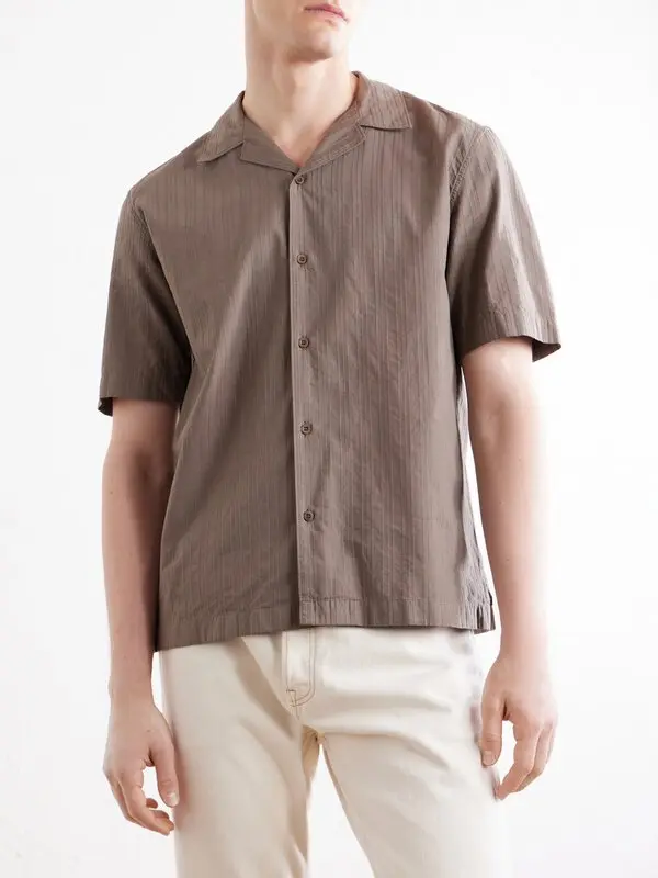 Sunspel Camp-collar Textured-cotton Shirt