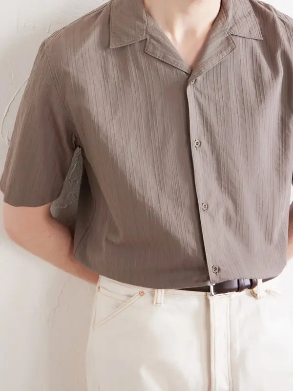 Sunspel Camp-collar Textured-cotton Shirt