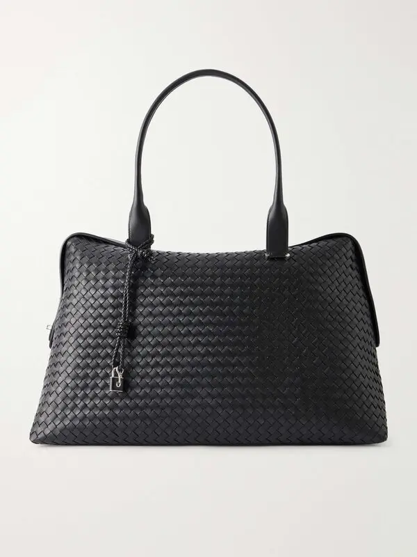Bottega Veneta Intrecciato-trimmed Leather Duffle Bag - Black