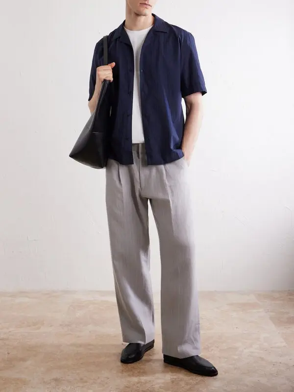 Sunspel Camp-collar Textured-cotton Shirt