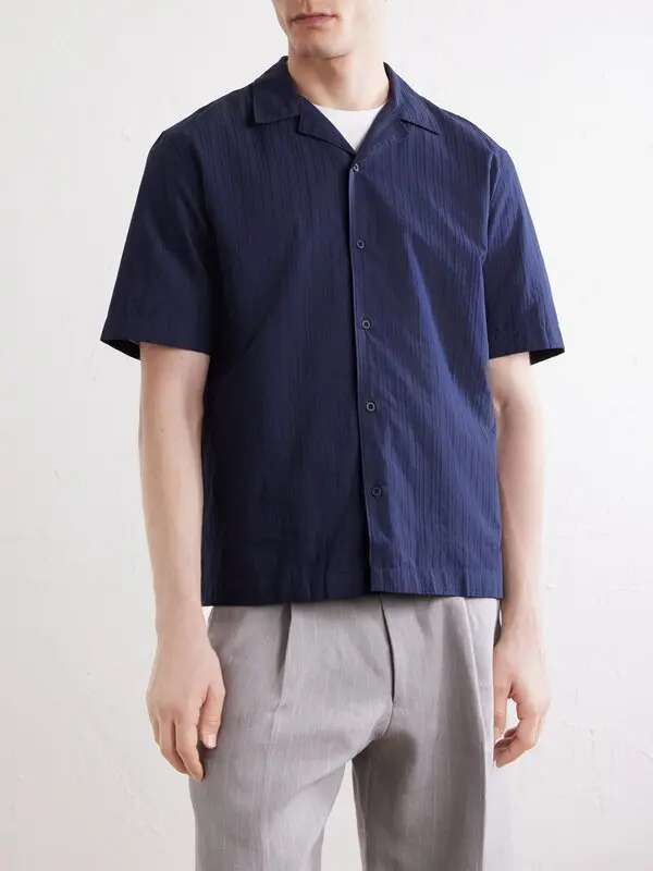 Sunspel Camp-collar Textured-cotton Shirt