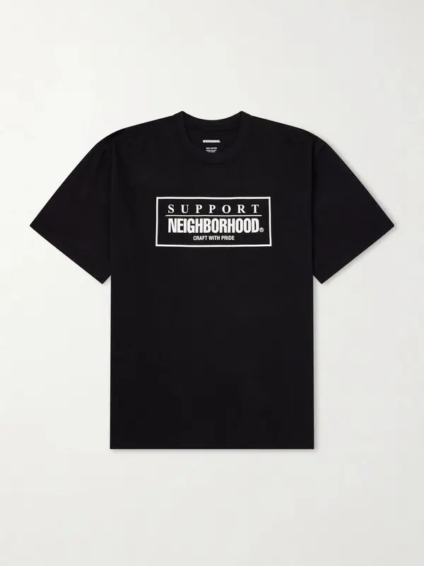NEIGHBORHOOD Logo-print Cotton-jersey T-shirt - Black