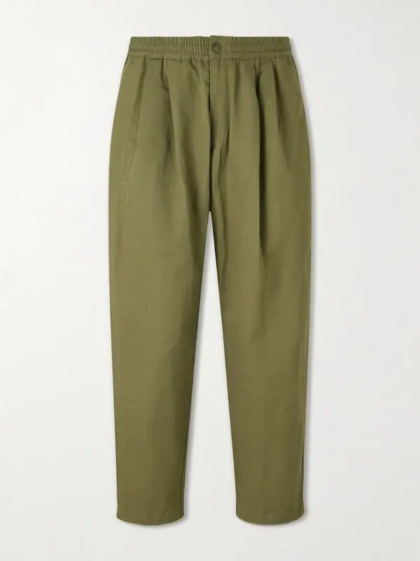 NEIGHBORHOOD Wide-leg Cotton And Linen-blend Twill Trousers - Green