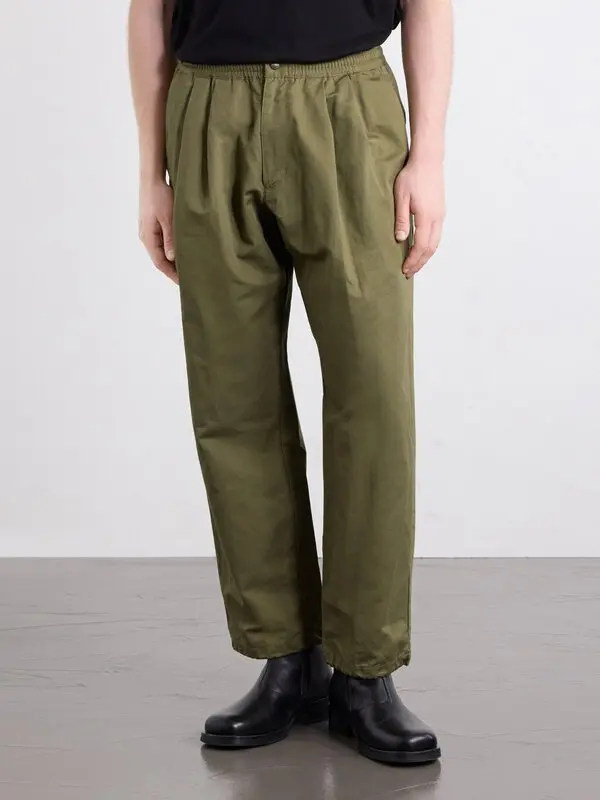 NEIGHBORHOOD Wide-leg Cotton And Linen-blend Twill Trousers - Green