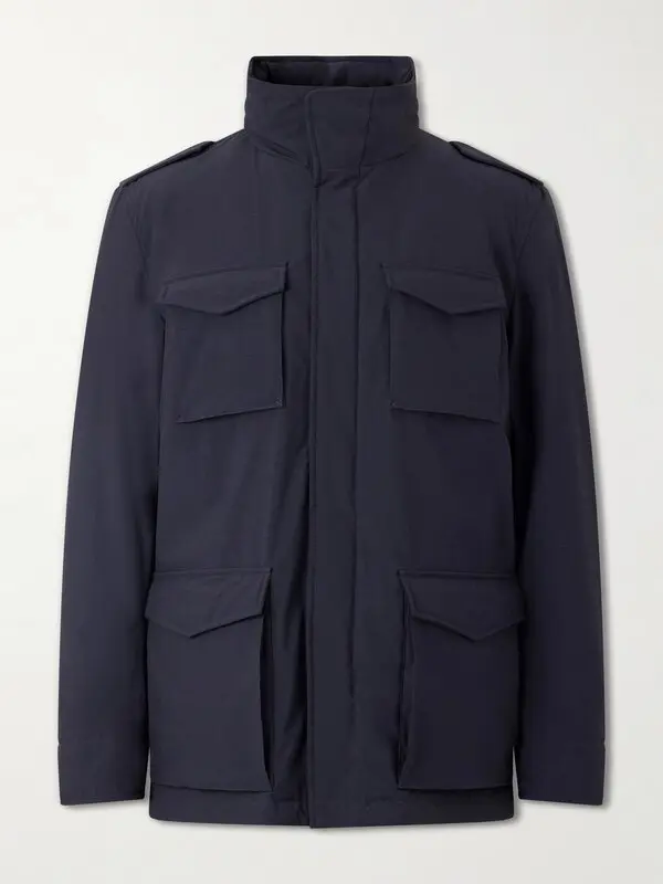 Herno Four Pockets Woven Field Jacket - Blue