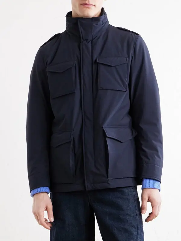Herno Four Pockets Woven Field Jacket - Blue