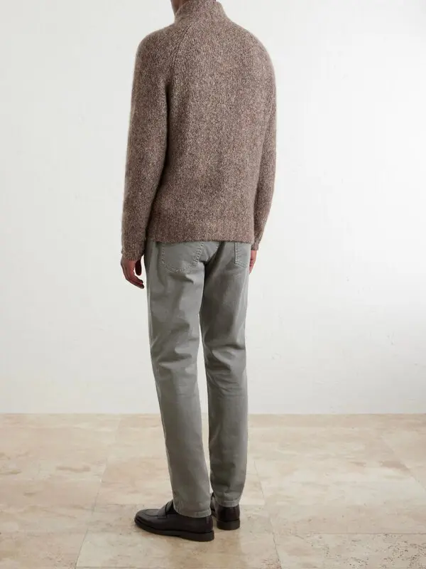 Brunello Cucinelli Brushed Cashmere And Silk-blend Zipped Sweater