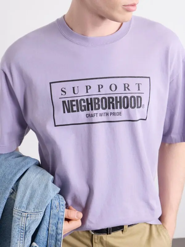 NEIGHBORHOOD Logo-print Cotton-jersey T-shirt - Purple