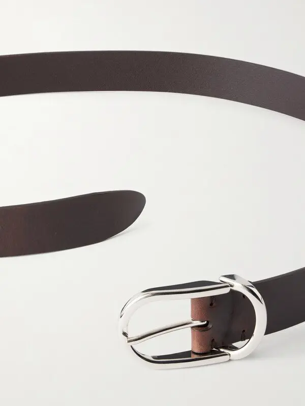 Brunello Cucinelli 3cm Leather Belt With Silver-tone Buckle