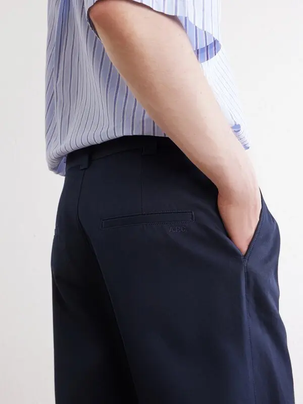 A.p.c. Ricky Straight-leg Pleated Organic Cotton Trousers - Blue