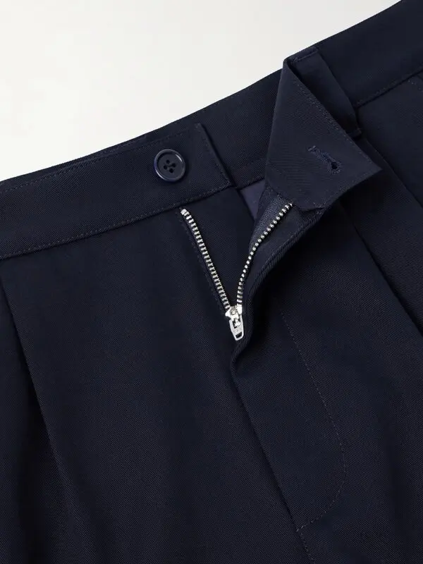 A.p.c. Ricky Straight-leg Pleated Organic Cotton Trousers - Blue
