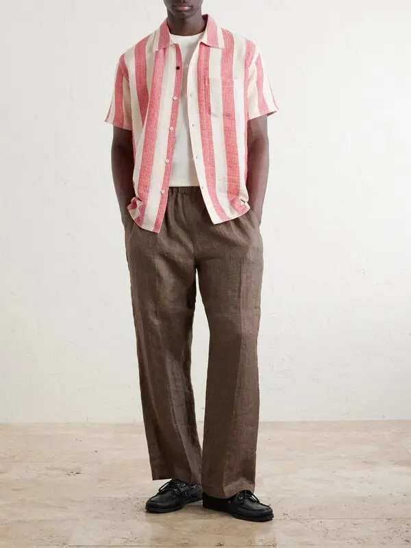 KARDO Camp-collar Striped Cotton Shirt