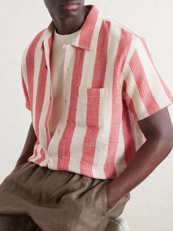 KARDO Camp-collar Striped Cotton Shirt