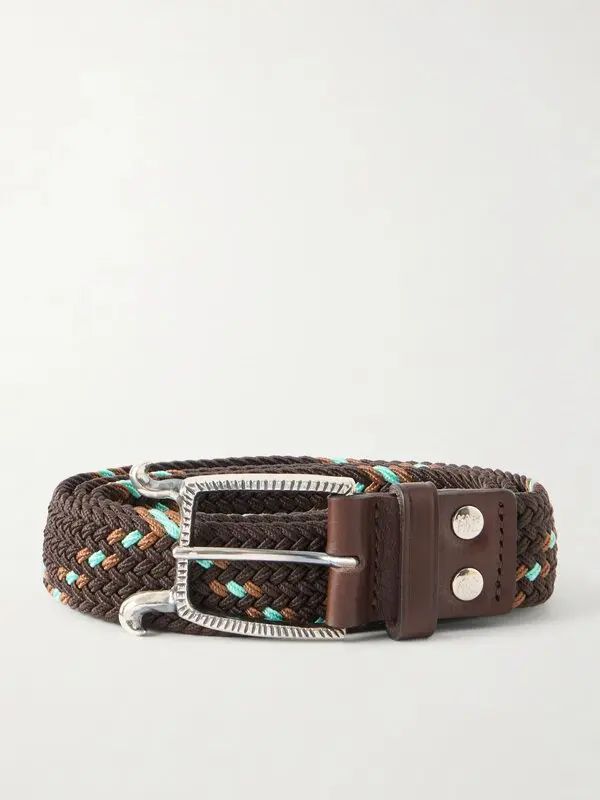 Kapital Woven Chevron Pattern Belt With Buckle - Brown