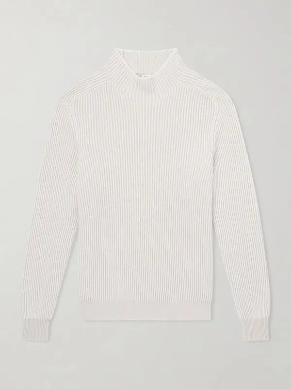 Brunello Cucinelli Ribbed Cashmere Rollneck Sweater - Neutrals