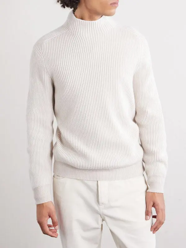Brunello Cucinelli Ribbed Cashmere Rollneck Sweater