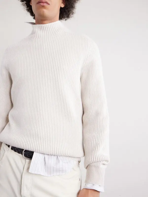 Brunello Cucinelli Ribbed Cashmere Rollneck Sweater