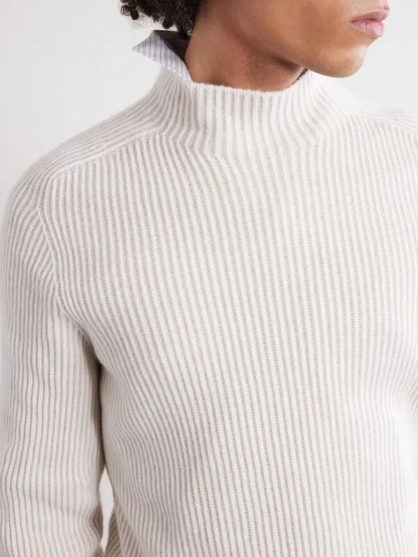 Brunello Cucinelli Ribbed Cashmere Rollneck Sweater