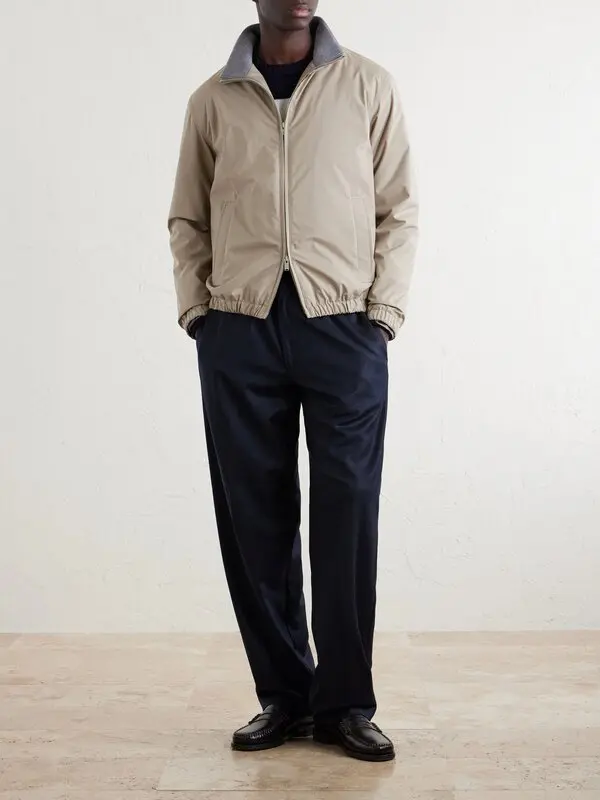 LARDINI Zip-up Shell Bomber Jacket - Neutrals