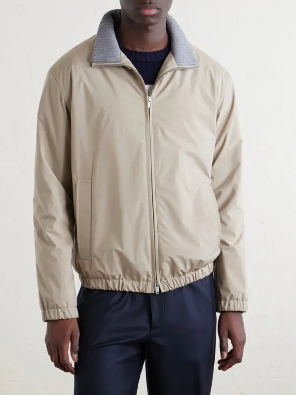 LARDINI Zip-up Shell Bomber Jacket - Neutrals