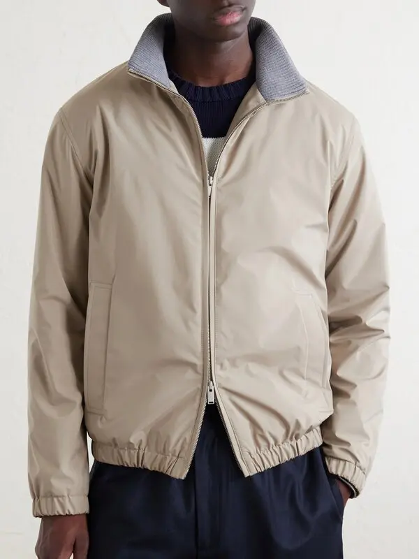 LARDINI Zip-up Shell Bomber Jacket - Neutrals
