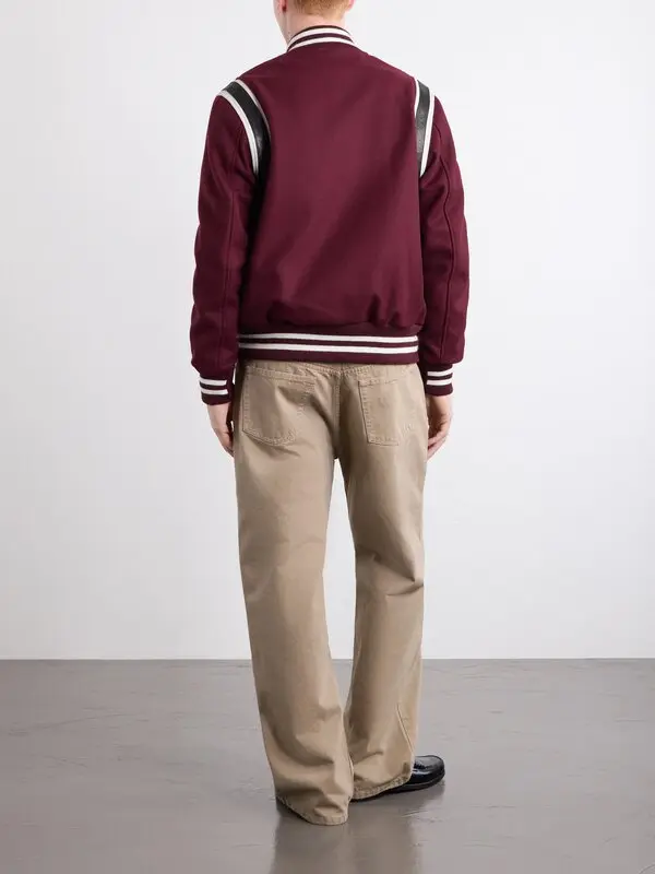 Golden Bear Hayes Leather Trimmed Wool-blend Varsity Jacket