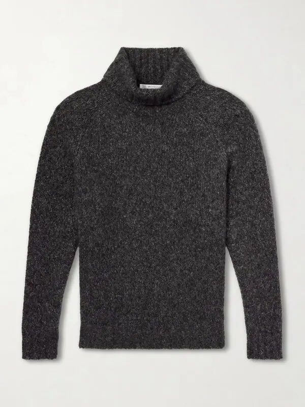 Brunello Cucinelli Ribbed Cashmere And Silk-blend Rollneck Sweater - Gray