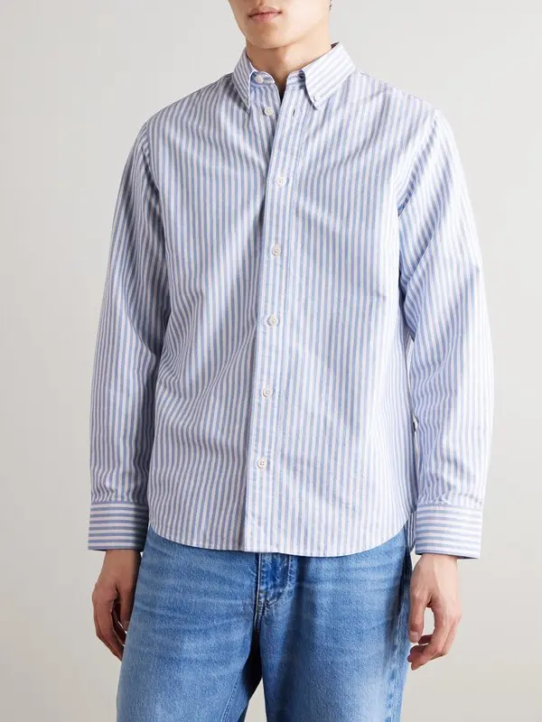 Nn07 Colby 5910 Button-down Collar Striped Organic Cotton Oxford Shirt