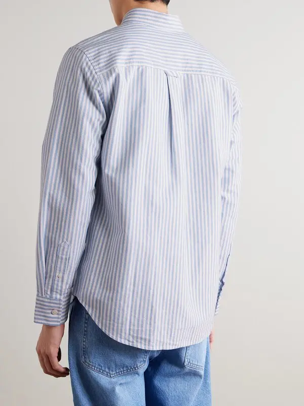 Nn07 Colby 5910 Button-down Collar Striped Organic Cotton Oxford Shirt