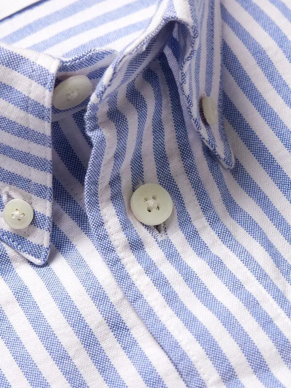Nn07 Colby 5910 Button-down Collar Striped Organic Cotton Oxford Shirt