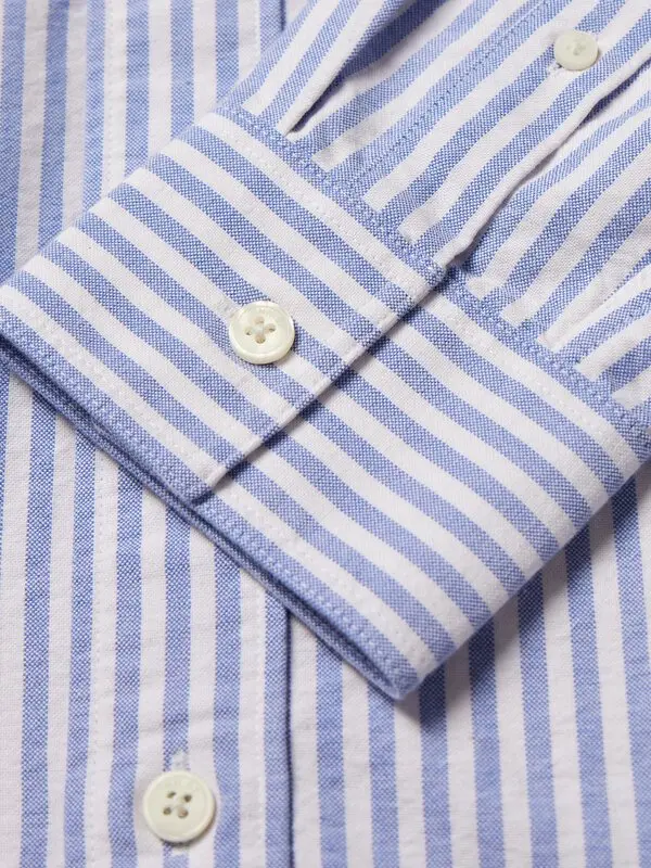 Nn07 Colby 5910 Button-down Collar Striped Organic Cotton Oxford Shirt