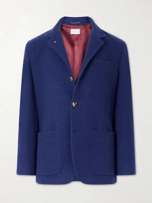 Brunello Cucinelli Unstructured Brushed-cashmere Blazer - Blue
